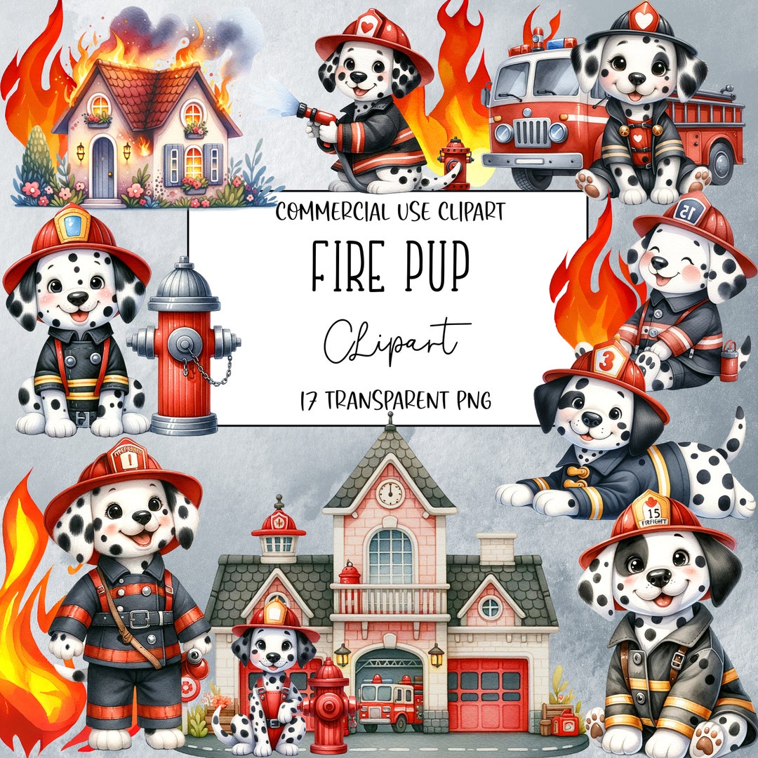 Fire Pup, Firefighter Clipart, Dalmation, Firefighter Png, Clipart ...