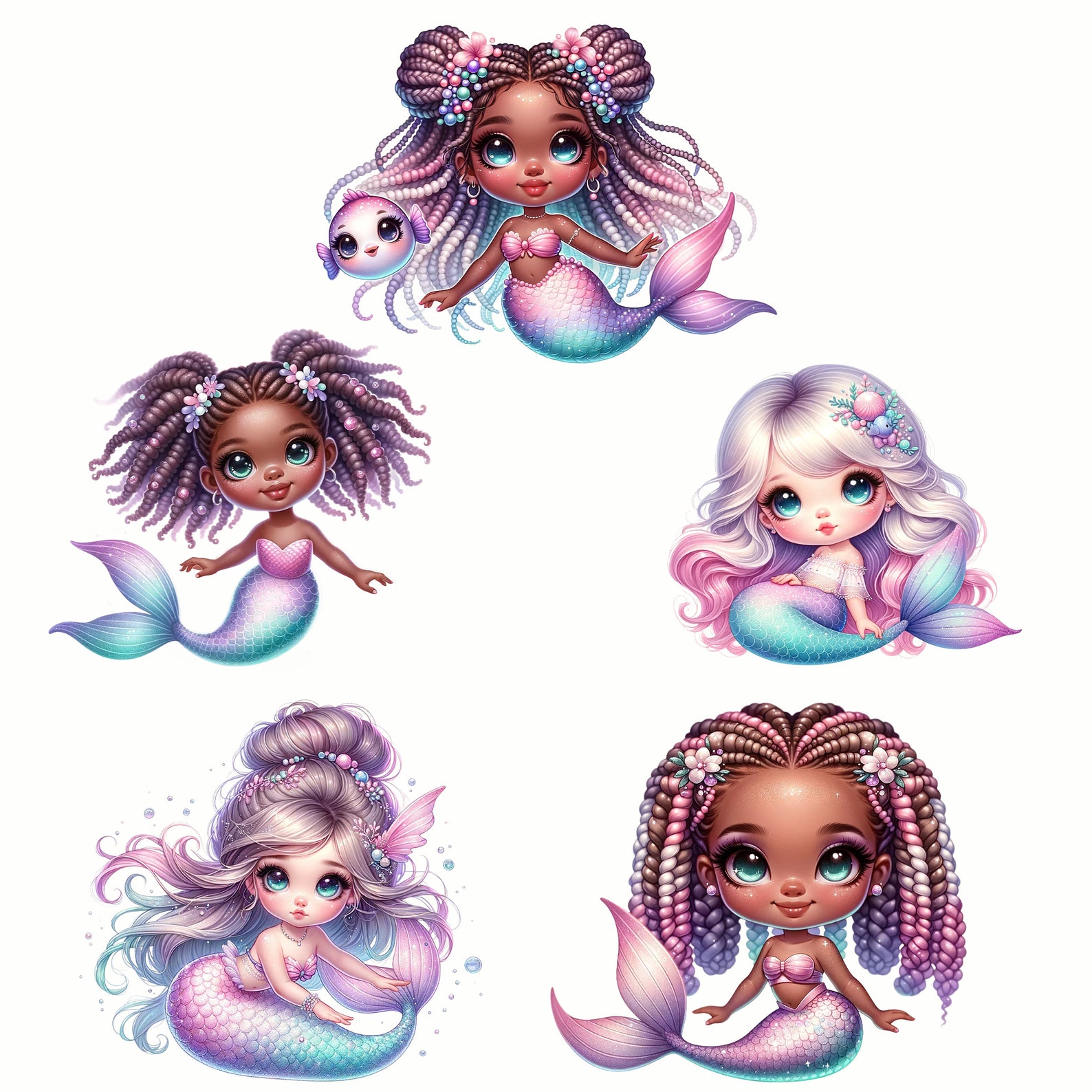 Pastel Mermaids, Mermaid Clipart, Mermaid Png, Watercolor Clipart ...