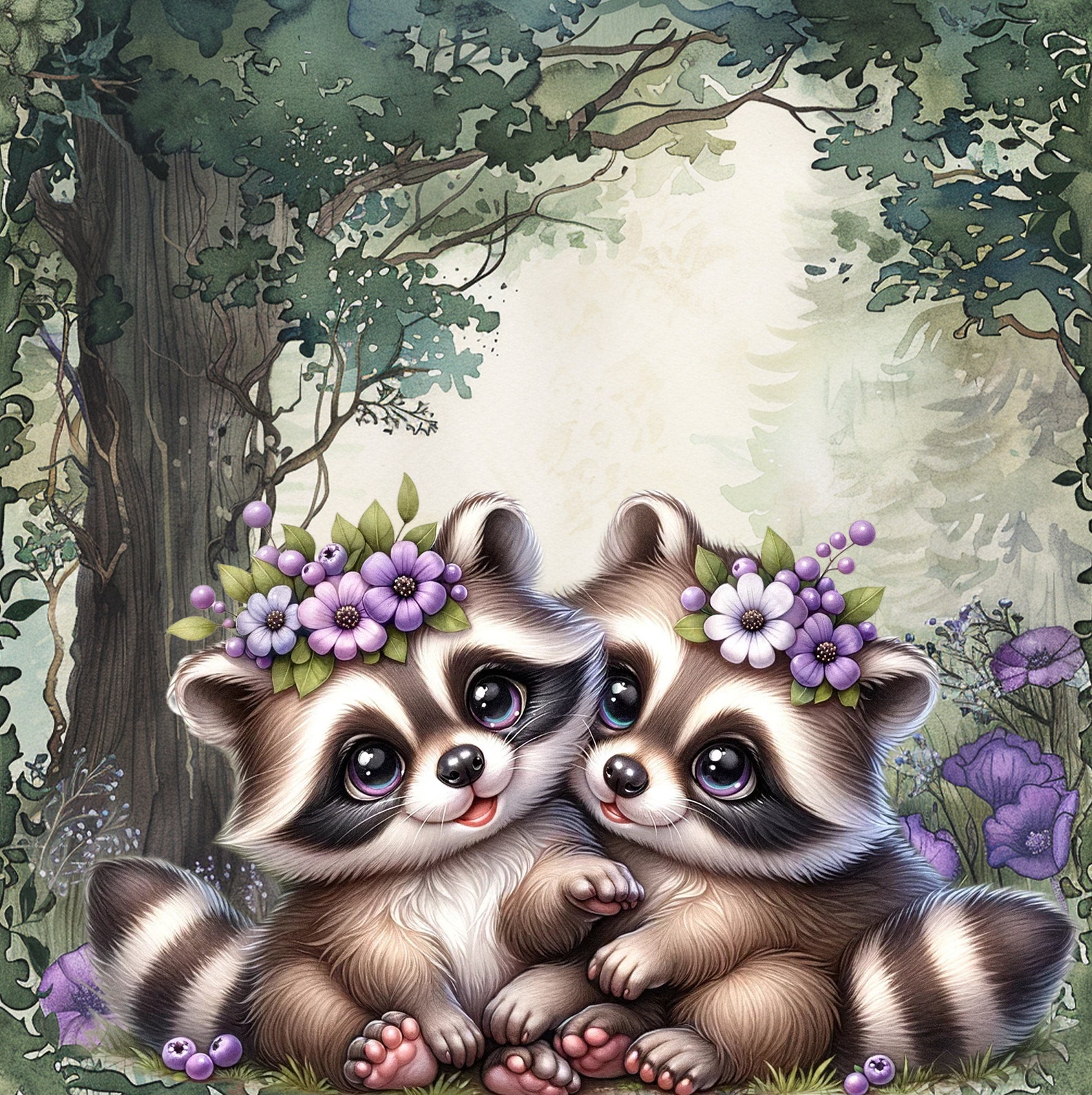 Sweet Raccoon, Raccoon Clipart Bundle, Cute Raccoon Png, Watercolor ...