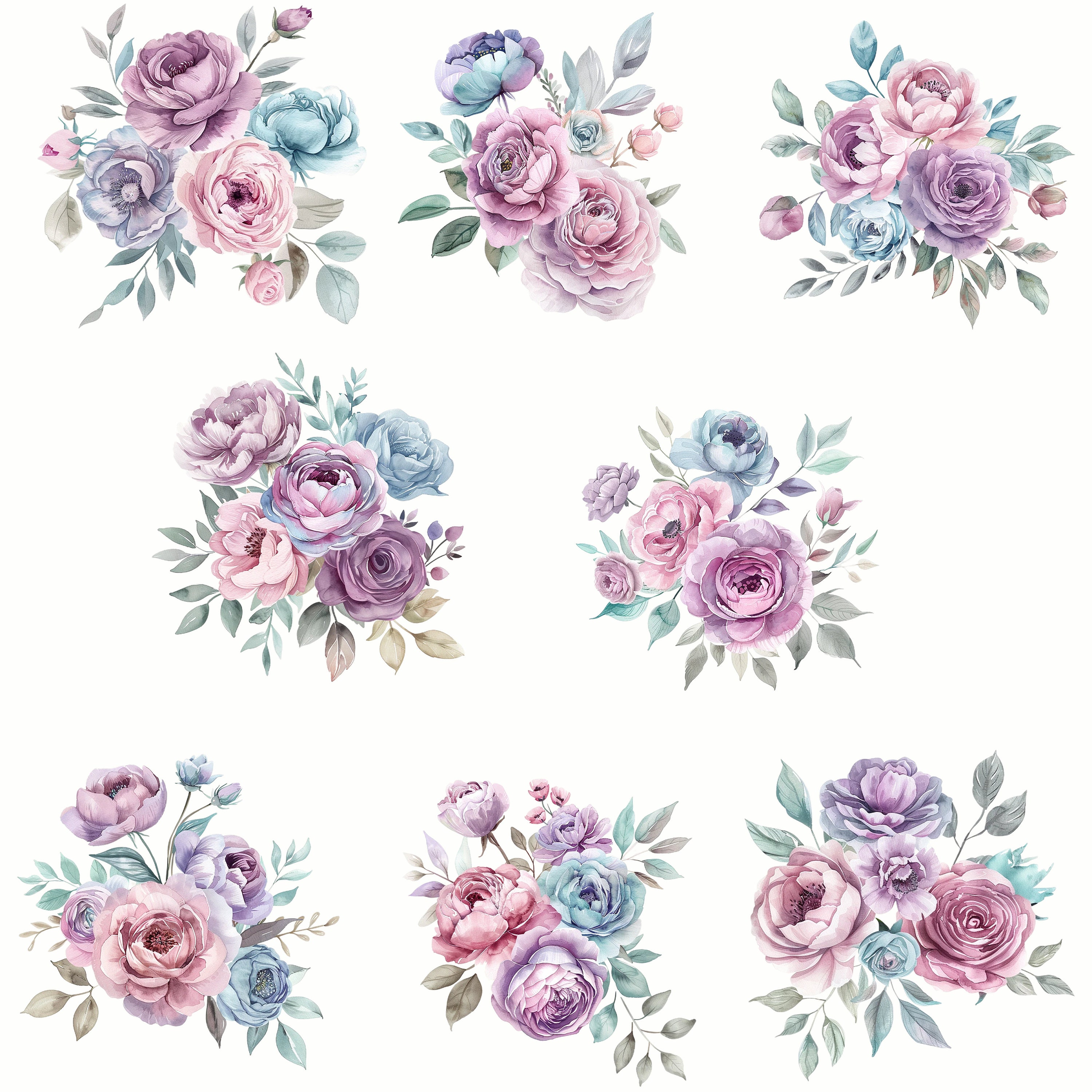 Pastel Florals, Floral Clipart, Floral Png, Wedding Florals, Clipart ...