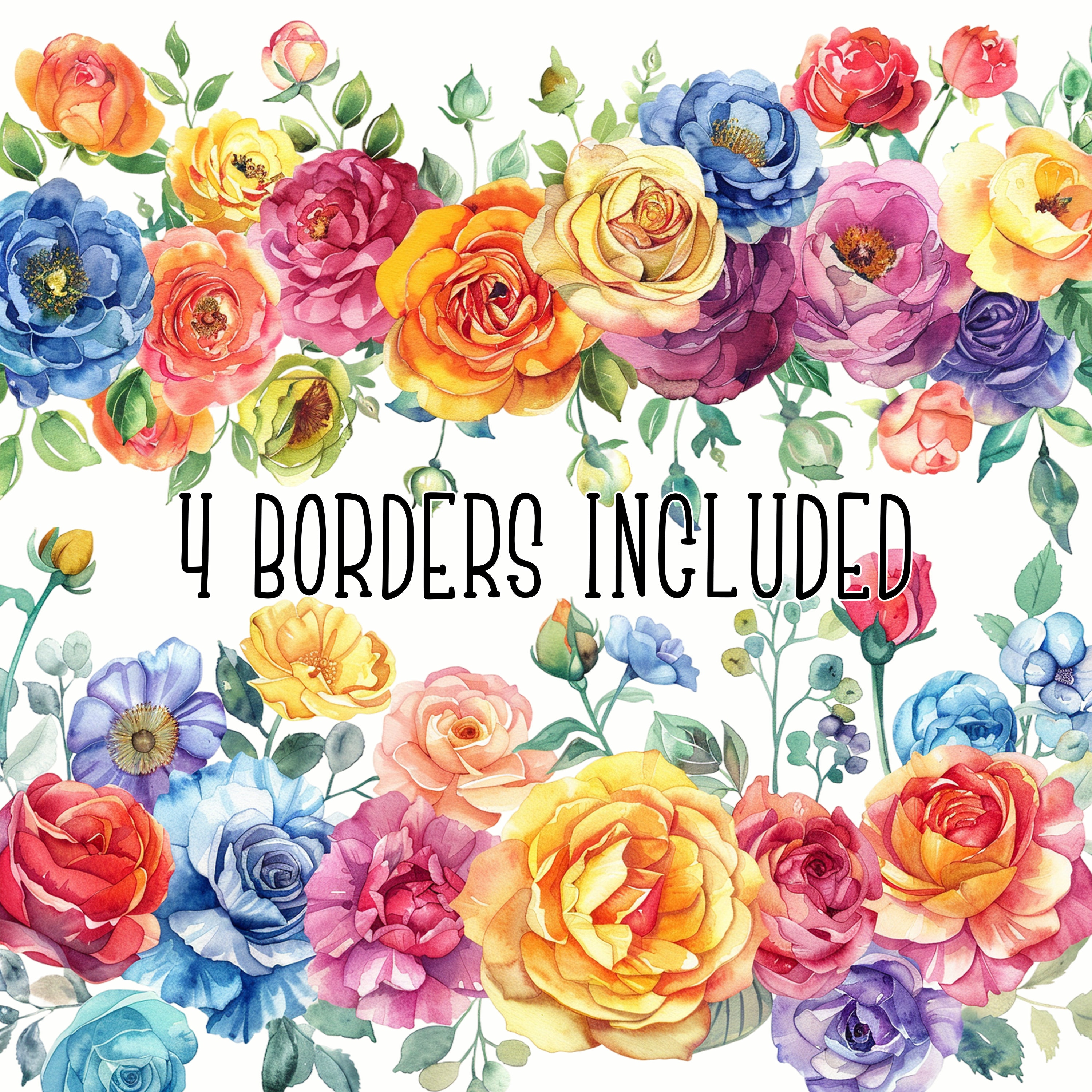 Rainbow Flowers, Floral Clipart, Floral Png, Colorful Flowers, Wedding ...