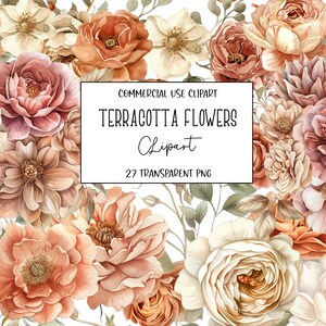 Terracotta Florals, Floral Clipart, Floral Png, Wedding Floral, Clipart ...