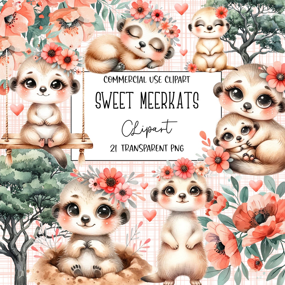 Sweet Meerkats, Meerkat Clipart, Otter Png, Clipart Bundle, Cute Animal ...