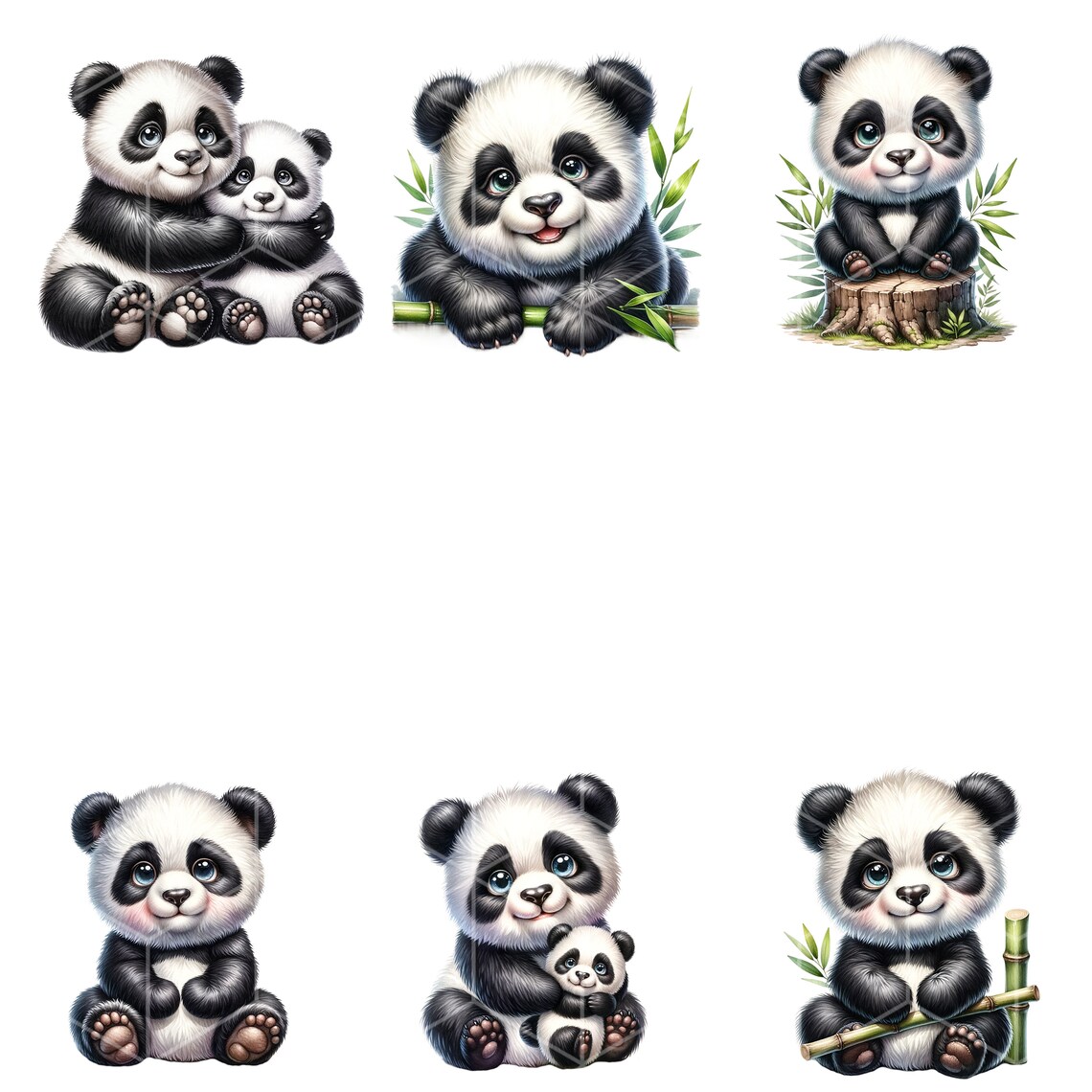Pandas Clipart, Panda Png, Panda Clipart Bundle, Clipart Bundle, PNG ...