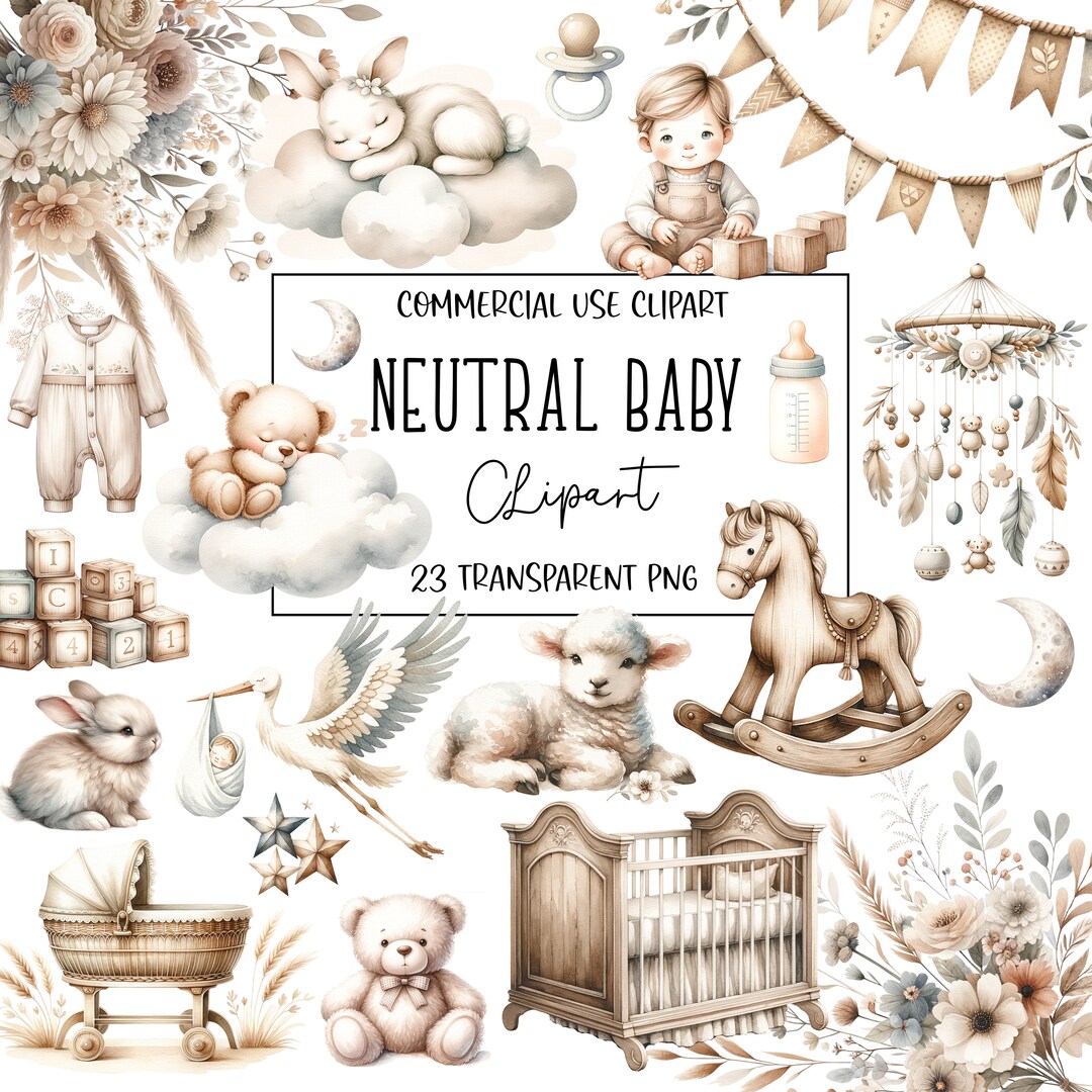Watercolor Neutral Baby, Watercolor Clipart, Gender Neutral, Baby ...