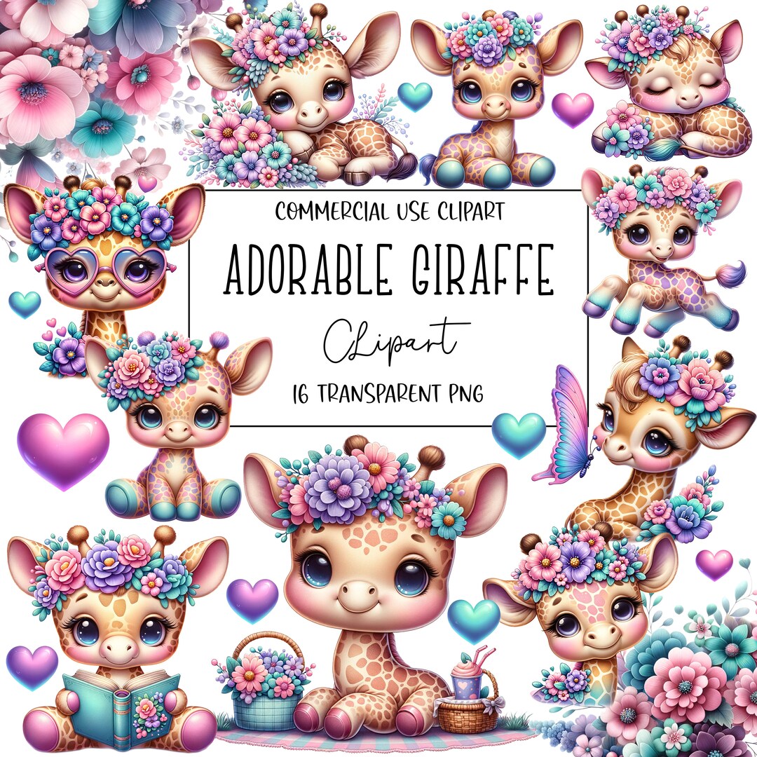 Sweet Giraffe, Giraffe Clipart, Giraffe Png, Clipart Bundle, PNG File ...