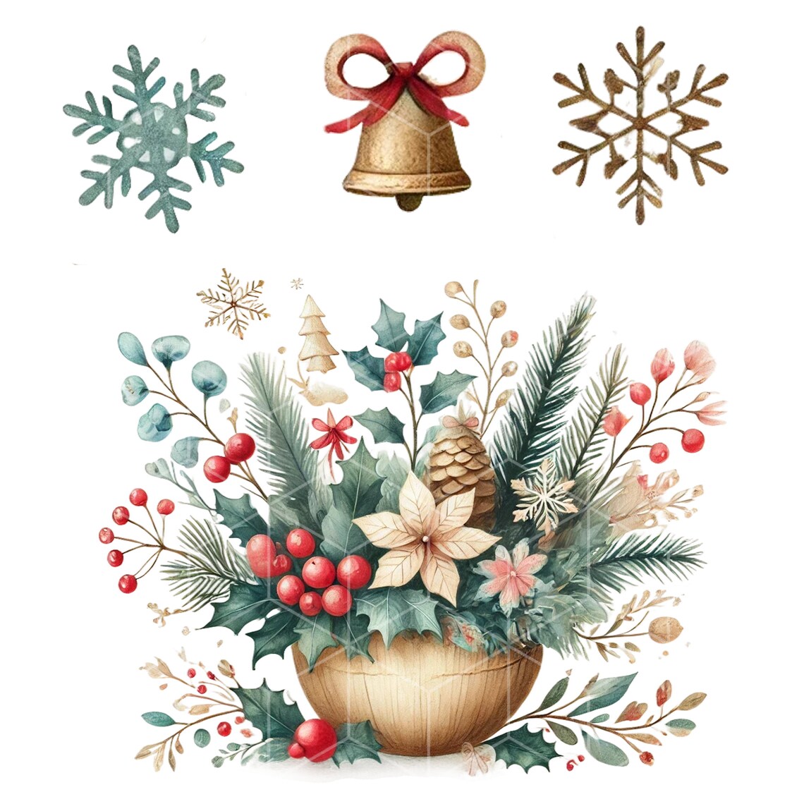 Woodland Christmas, Christmas Clipart, Christmas Png, Watercolor ...