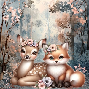 Pastel Woodland Clipart, Watercolor Clipart, Woodland Png, Woodland ...