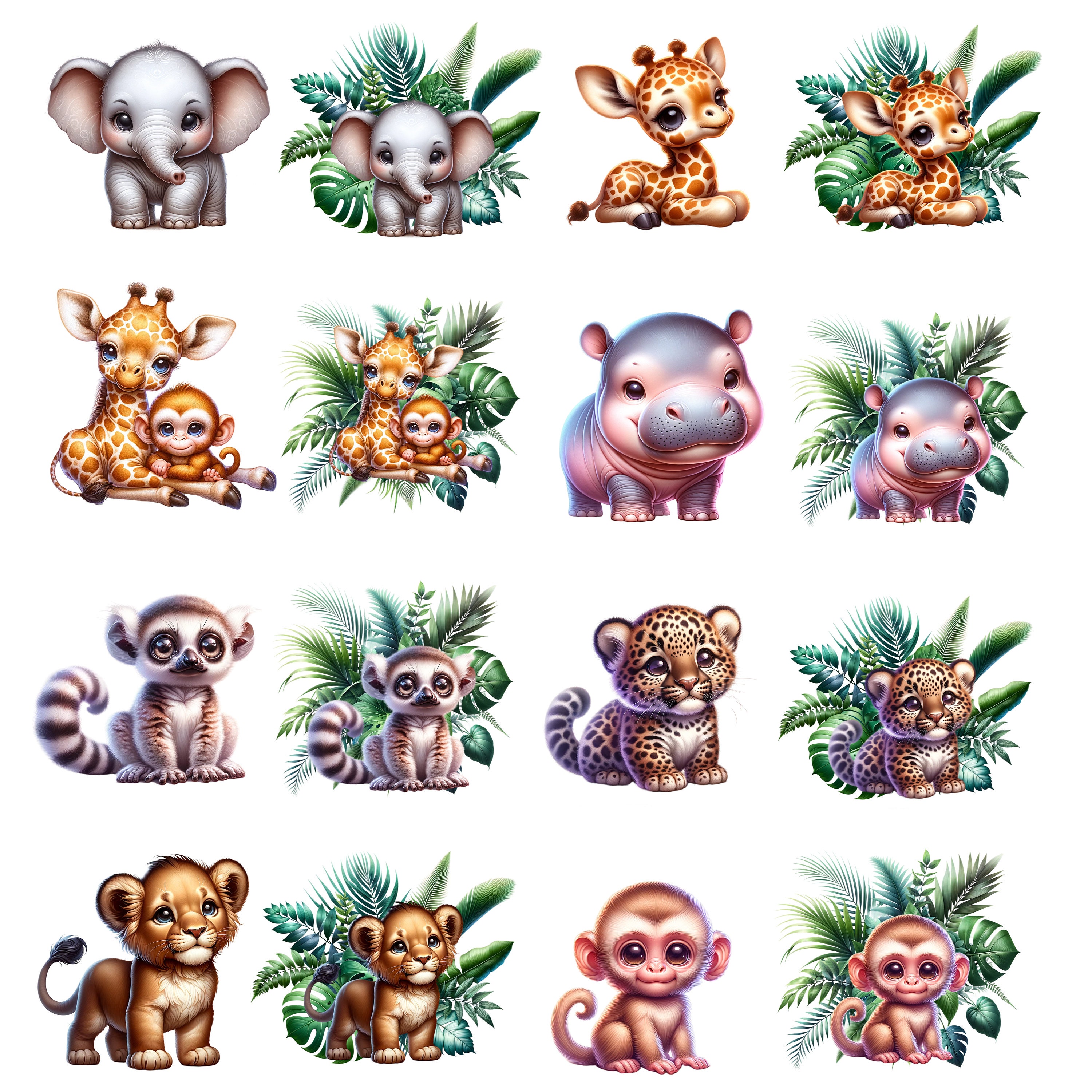 Jungle Babies, Safari, Jungle Animals Clipart, Safari Clipart, PNG File ...