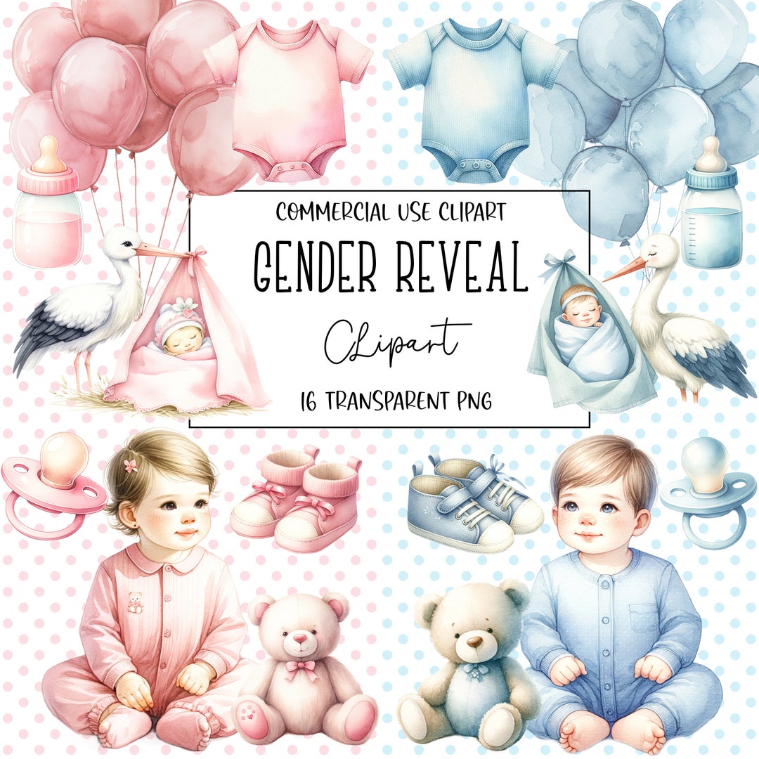Gender Reveal, Gender Reveal Clipart, Png, Baby Shower Clipart, PNG ...