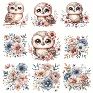 Boho Owls, Owls Clipart, Owl Png, Cute Owl Clipart Bundle, PNG File ...