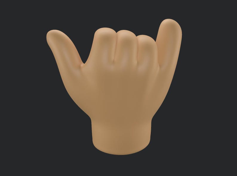 Shaka Hand 3D Model – STL & GLB | Minimalist “hang Loose” Statue ...