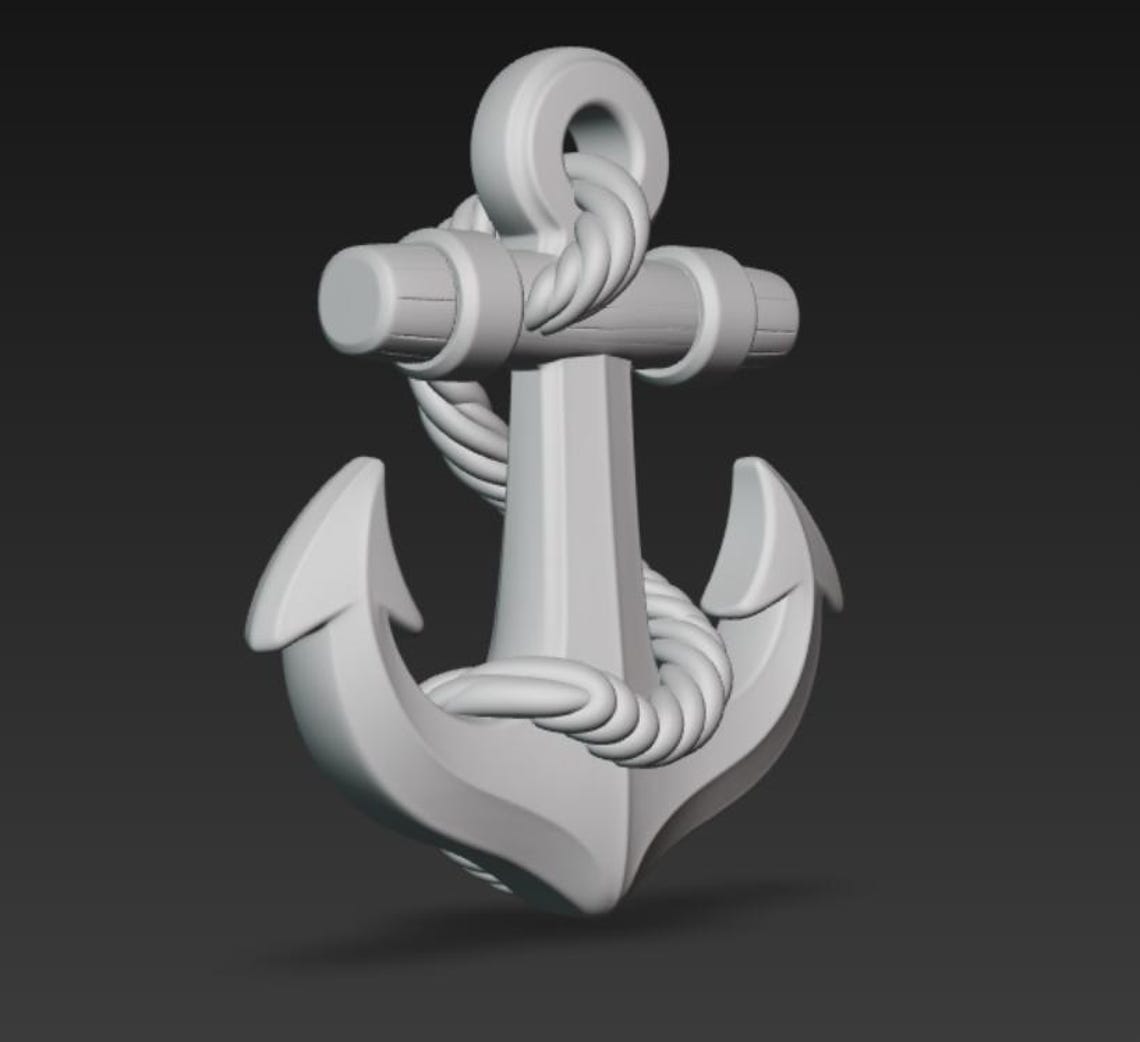 Anchor With Rope STL File | Nautical Decor 3D Printable | Marine ...