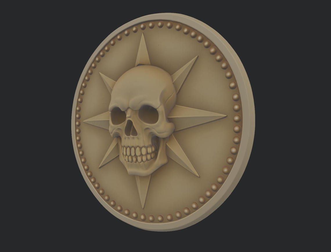 3D Printable Skull Coin Relief – Gothic Medallion STL + GLB Files ...