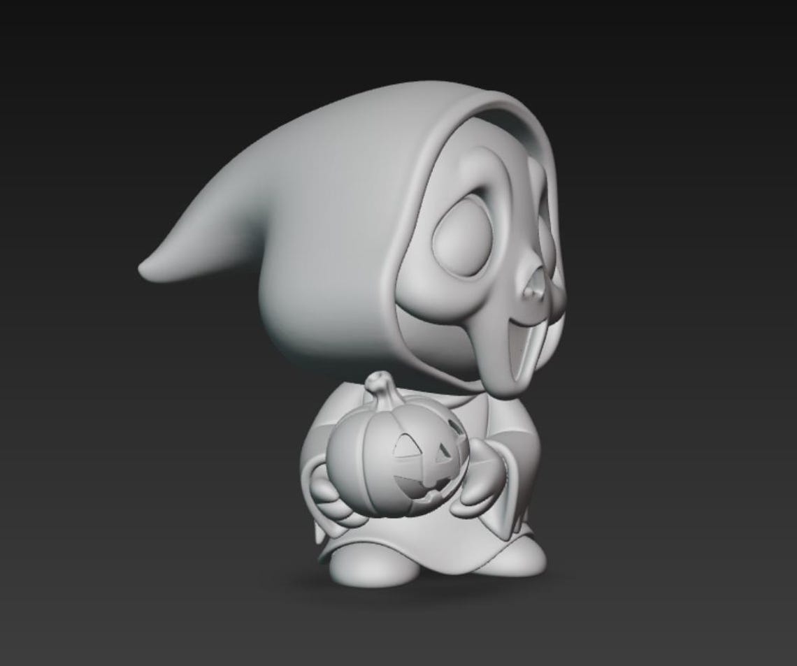 Chibi Ghostface With Pumpkin - 3D Printable STL File + 6 PNG\SVG Files ...