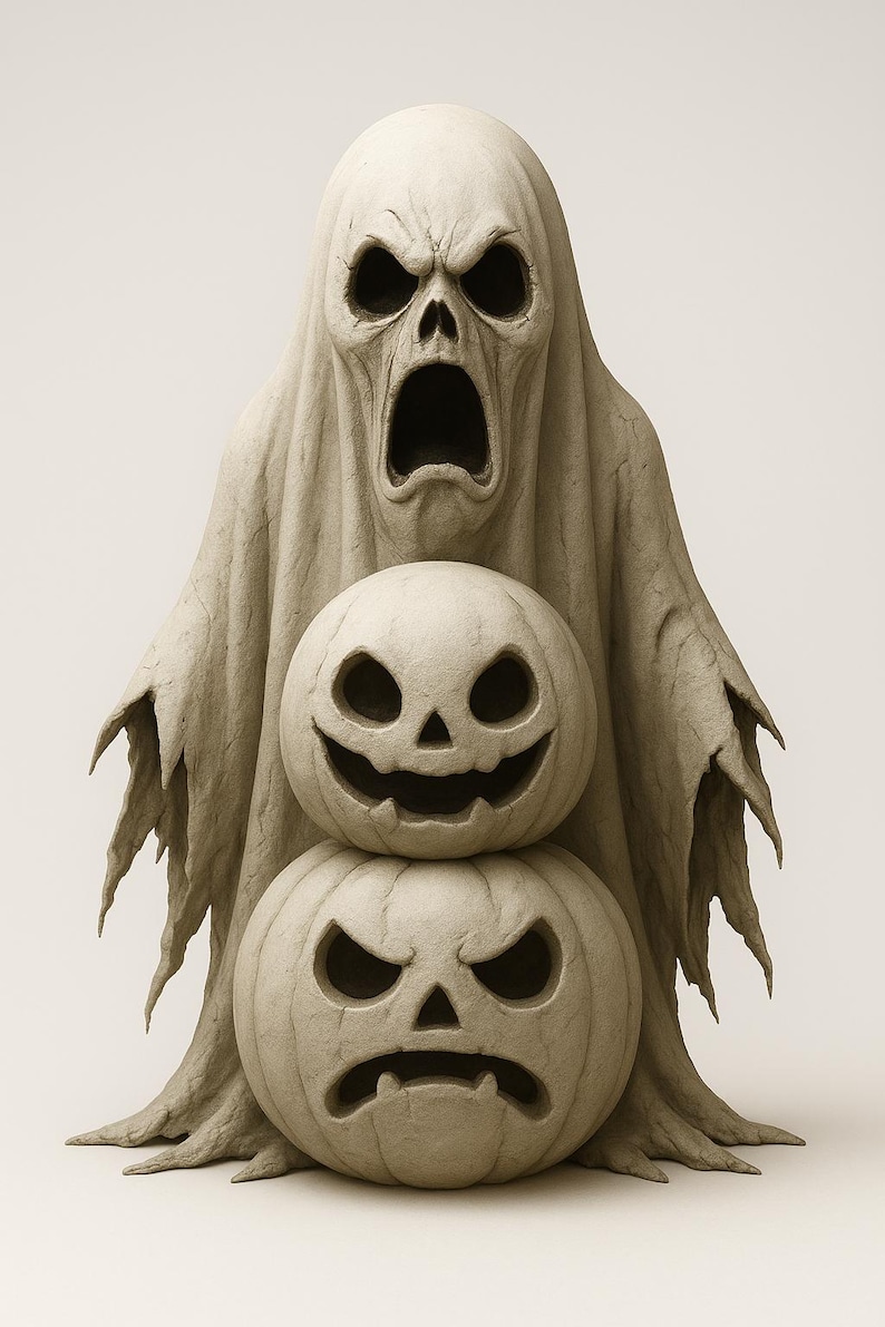 Ghost With Pumpkins STL File | Scary Halloween 3D Print Model | Haunted ...