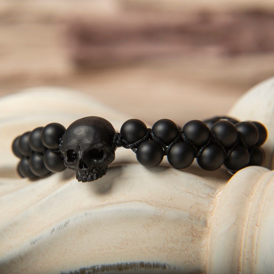 Black Skull Dead Bracelet, Rocker Bracelet Skeleton, Wood Carving - Etsy