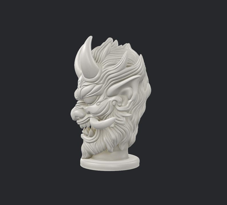 Oni Demon Mask 3D Model – STL & GLB | Japanese Oni Statue | Samurai ...