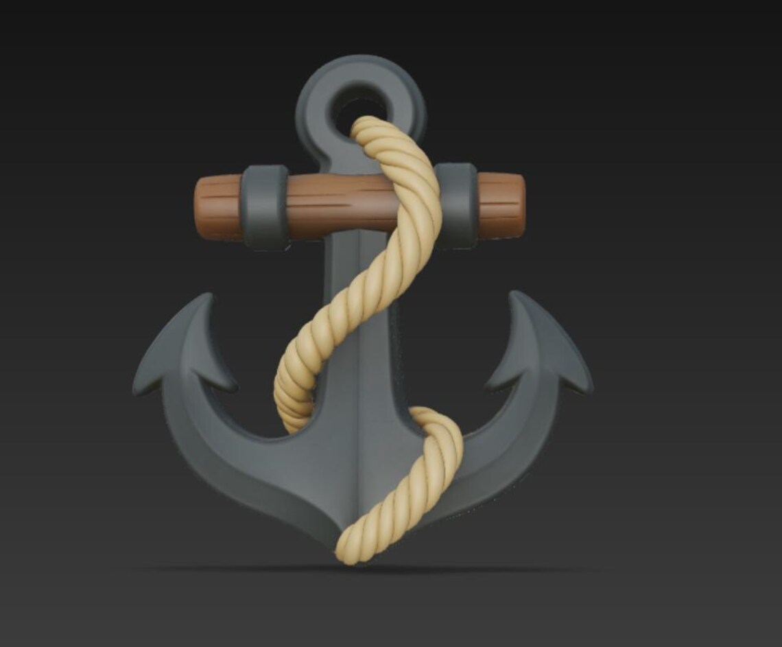 Anchor With Rope STL File | Nautical Decor 3D Printable | Marine ...
