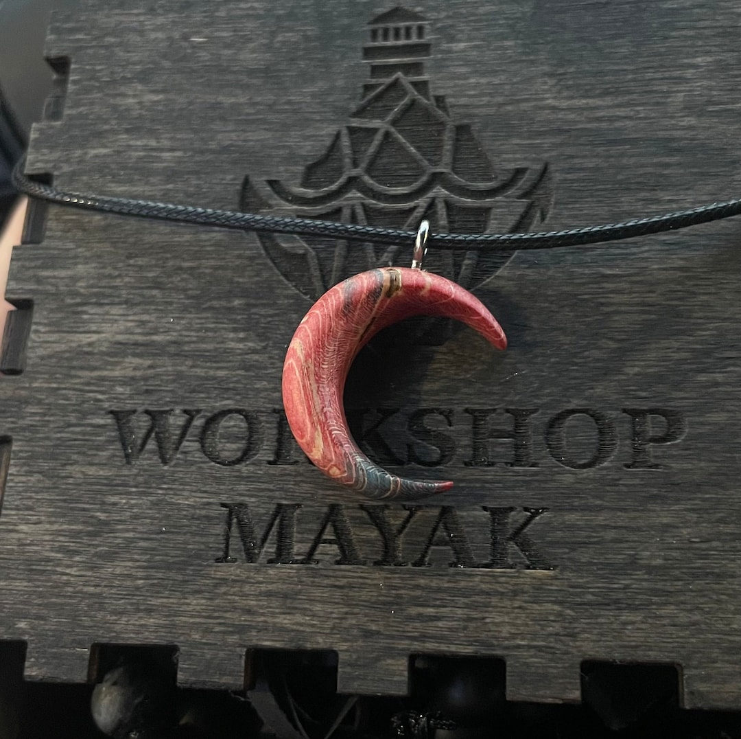 Stabilized Maple Burl Moon Pendant: Wood Amulet - Etsy