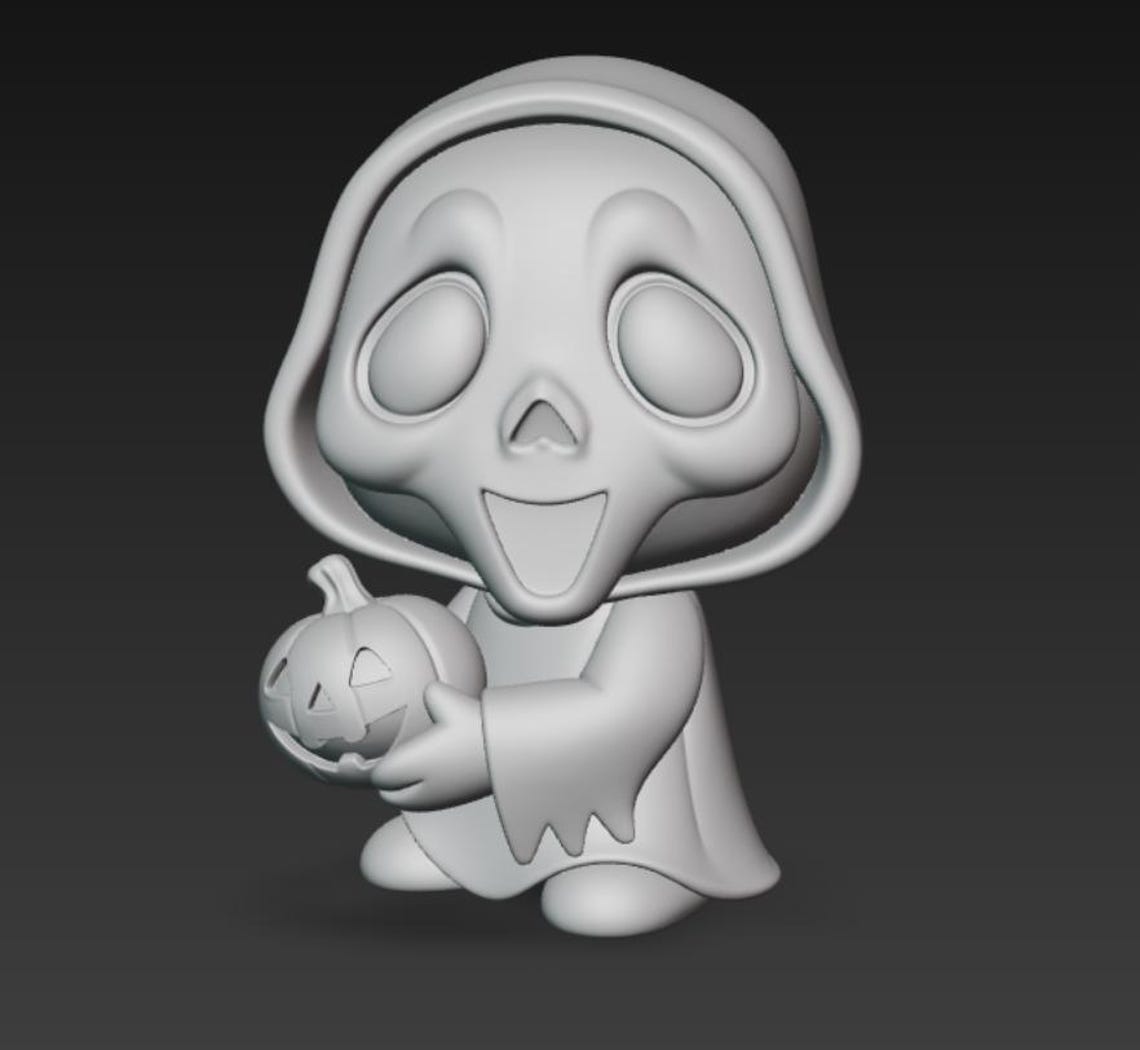 Chibi Ghostface With Pumpkin - 3D Printable STL File + 6 PNG\SVG Files ...