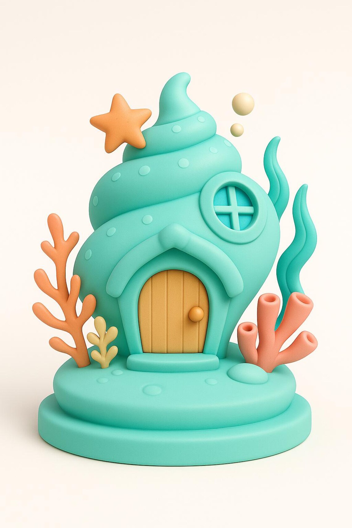 Underwater Shell House STL and GLB File | Cute Ocean Cottage 3D Print ...