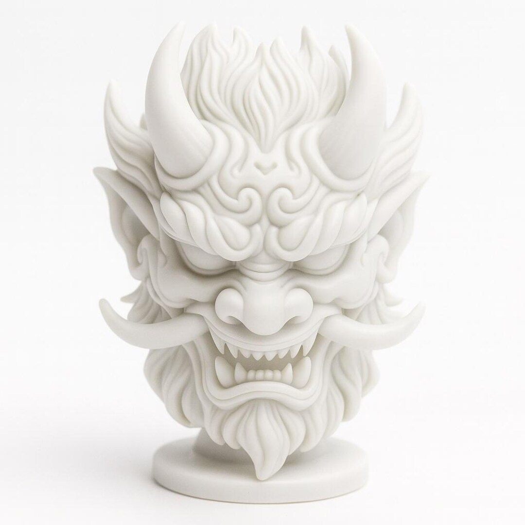 Oni Demon Mask 3D Model – STL & GLB | Japanese Oni Statue | Samurai ...