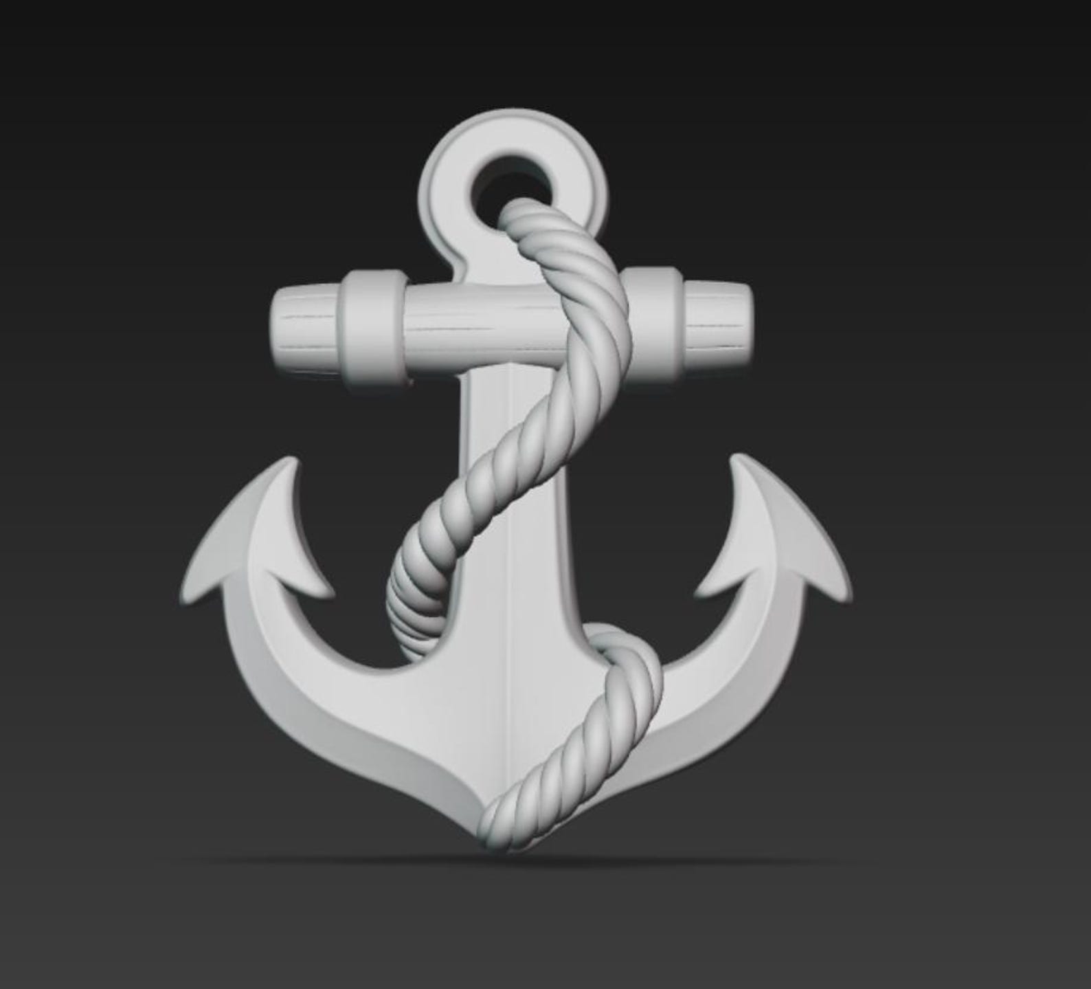 Anchor With Rope STL File | Nautical Decor 3D Printable | Marine ...