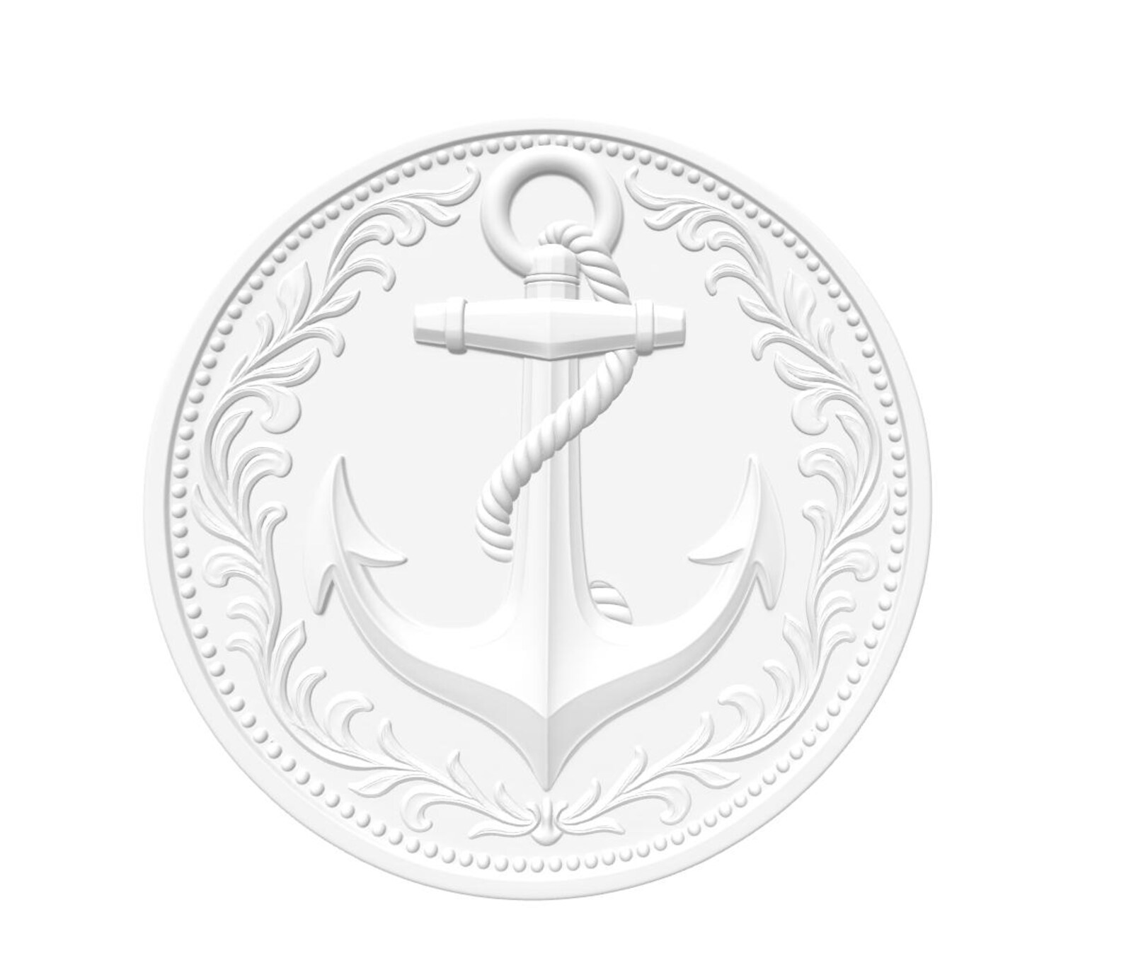 Anchor Coin Relief – Nautical Medallion STL + GLB Files, Marine Wall ...