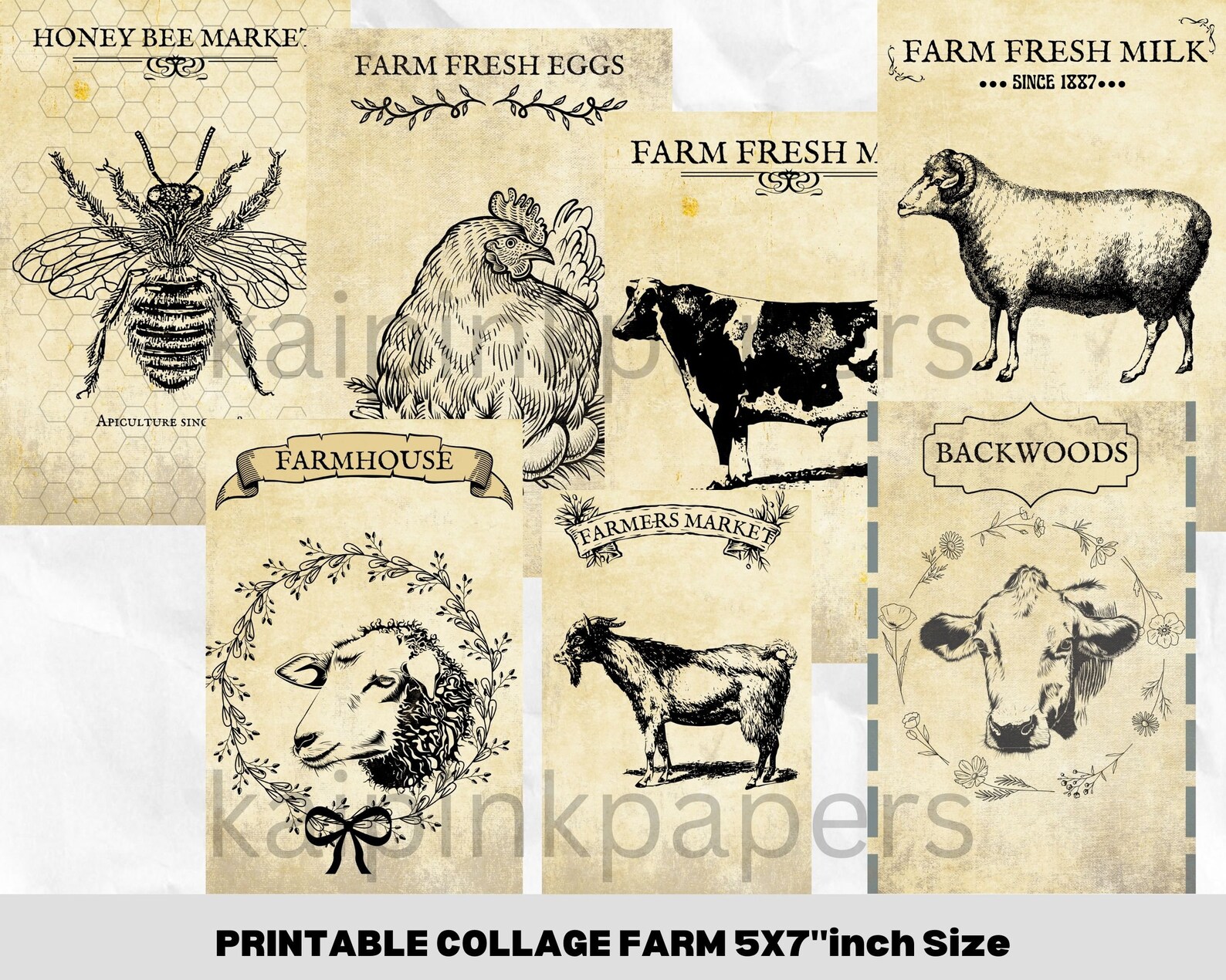 Farm Collage Paper Vintage Farm Collage Journal Kit Collage - Etsy