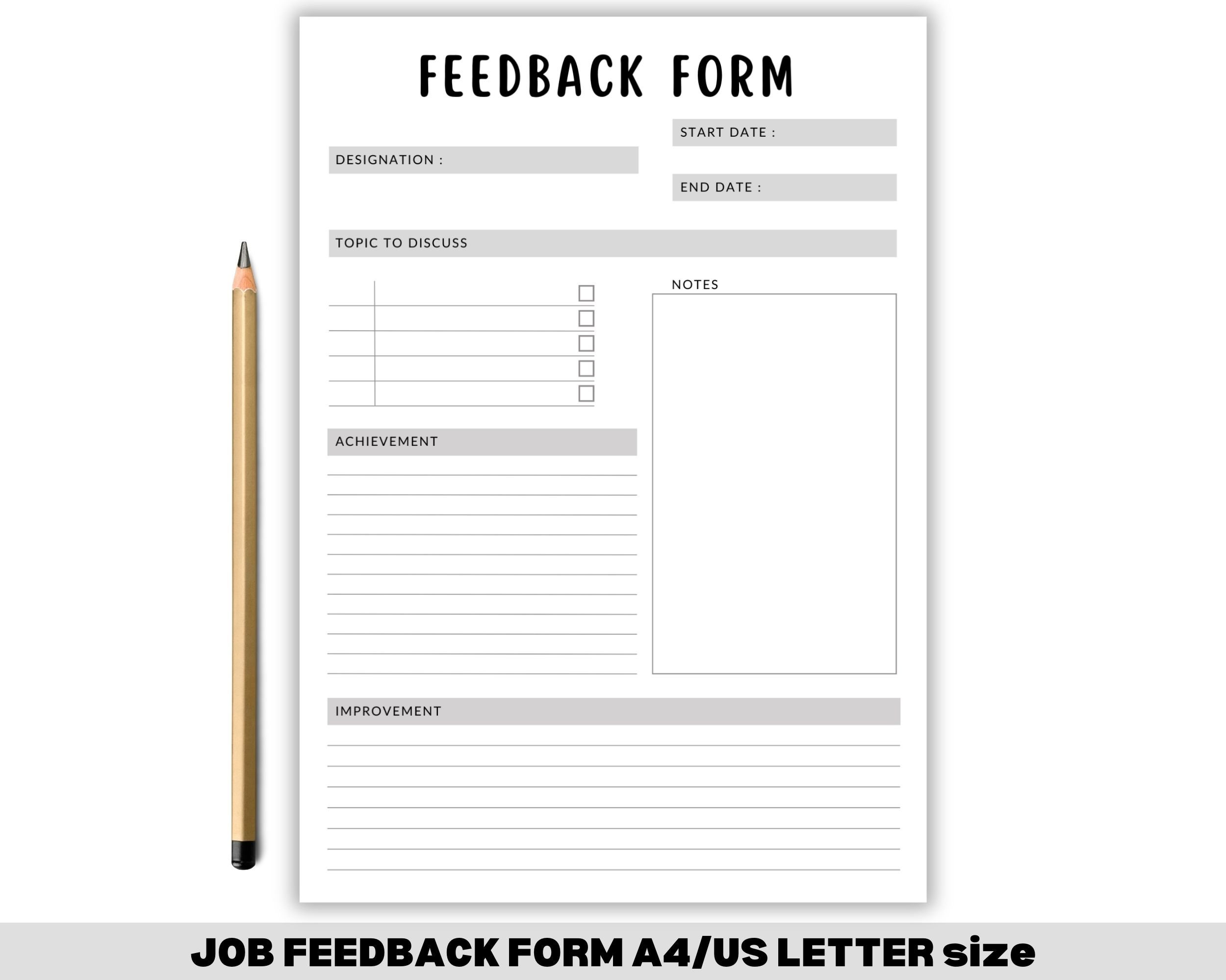 Feedback Form PDF Printable Feedback Form Student Feedback - Etsy UK