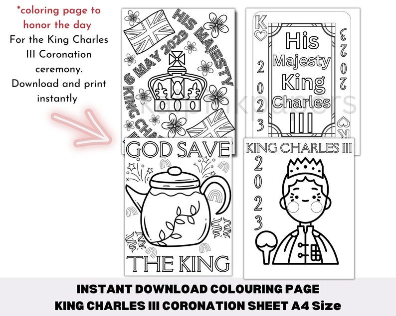 King Charles III Coronation Day Colouring Page Coronation Day - Etsy