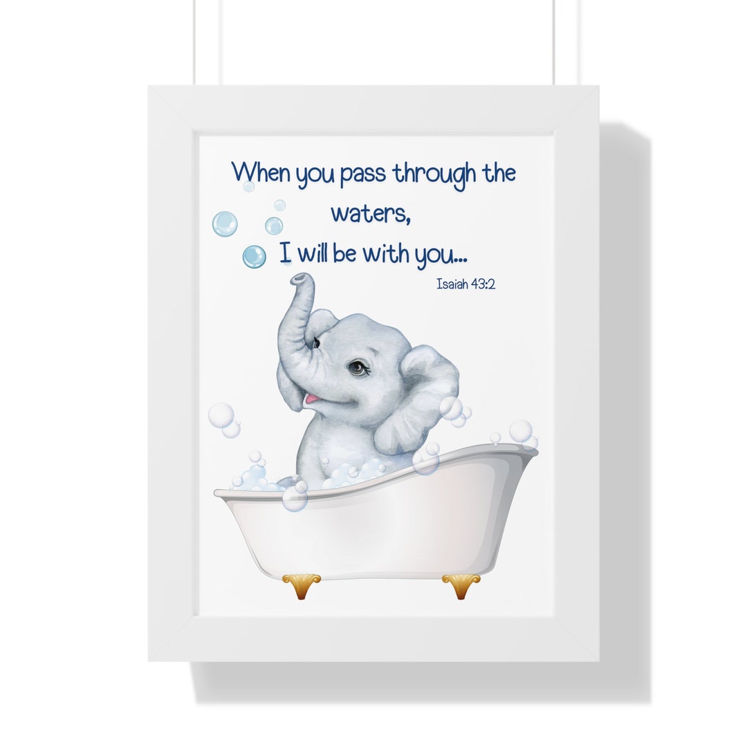 Christian Kids Wall Art, Elephant Wall Art, Nursery Wall Art, Christian ...