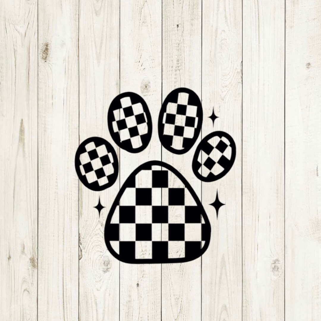 Pawprint Svg, Checkered Dog Svg, Dog Lover Svg, Checkered Dog Paw Svg ...