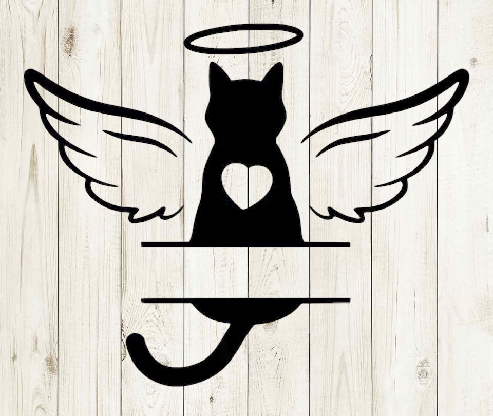 Angel Cat Svg, Cat With Wings Svg, Cat Memorial Png, Cat Memorial Svg ...