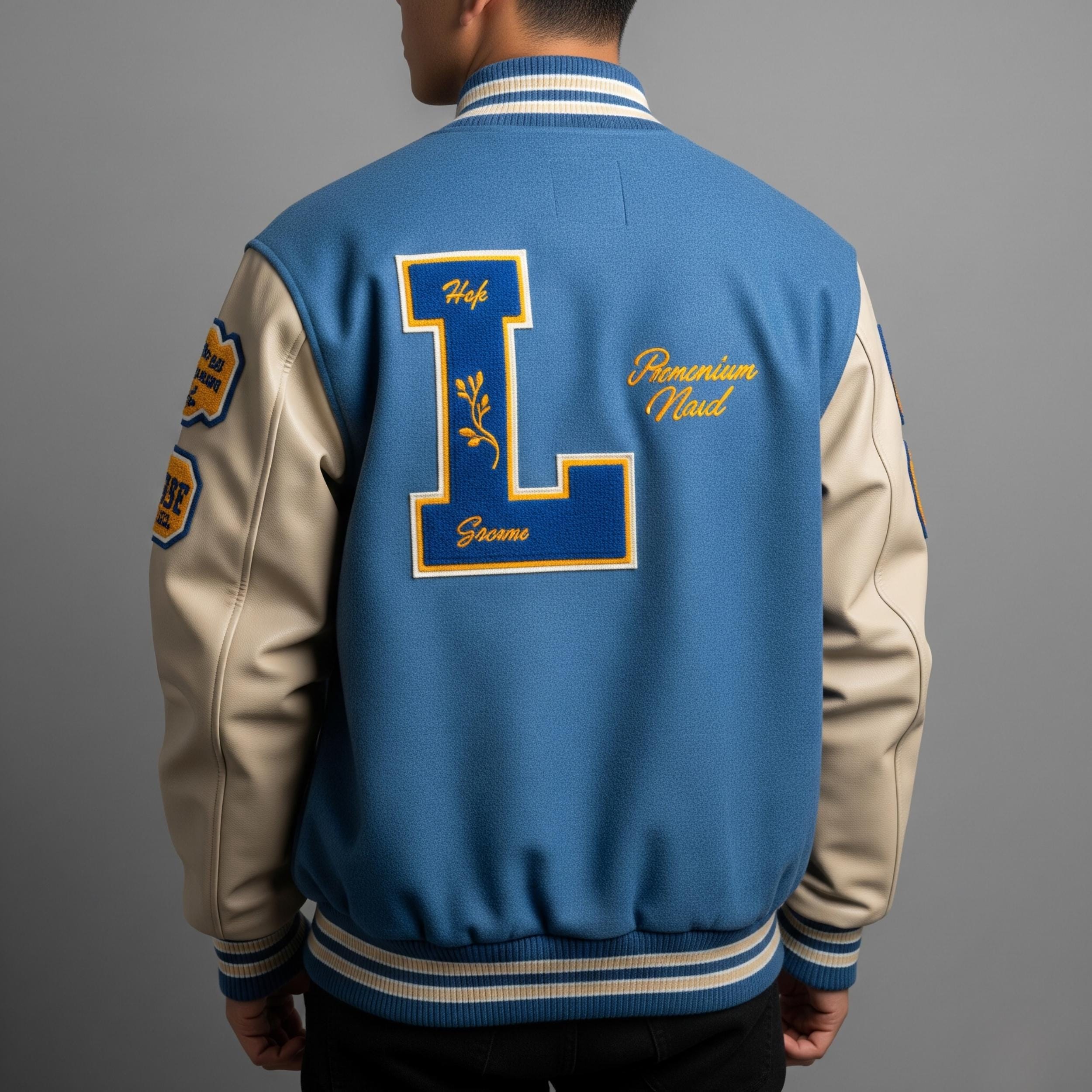 Customizable Varsity Jacket: Wool Blend, Faux Leather Sleeves ...