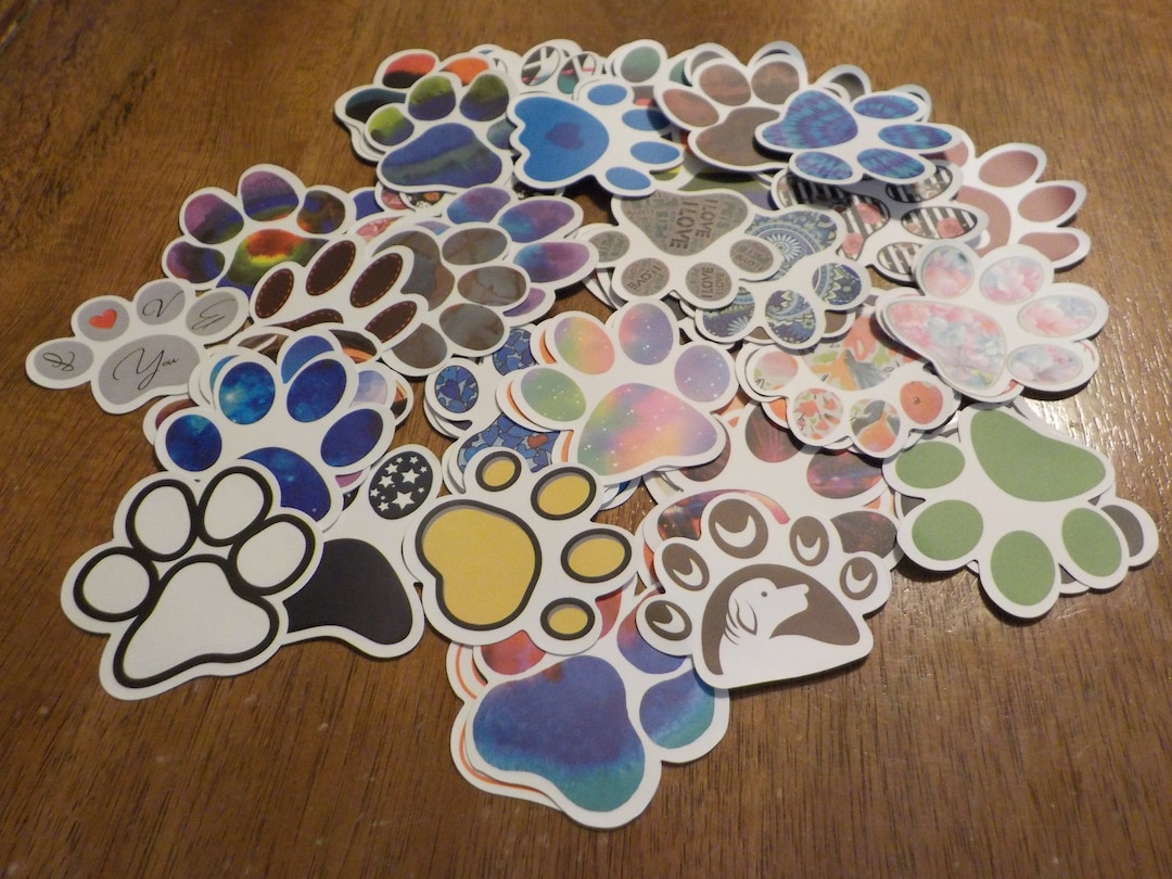 60 Pcs. Cute Cat/dog Paw Print Stickers/decals - Etsy