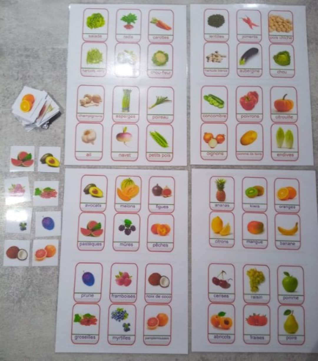 Loto Memory Fruits and Vegetables Laminated Pictograms - Etsy