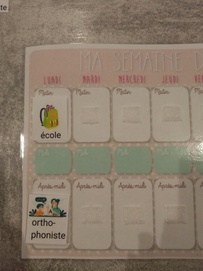 Semainier emploi du temps visuel routine école enfants autiste ...