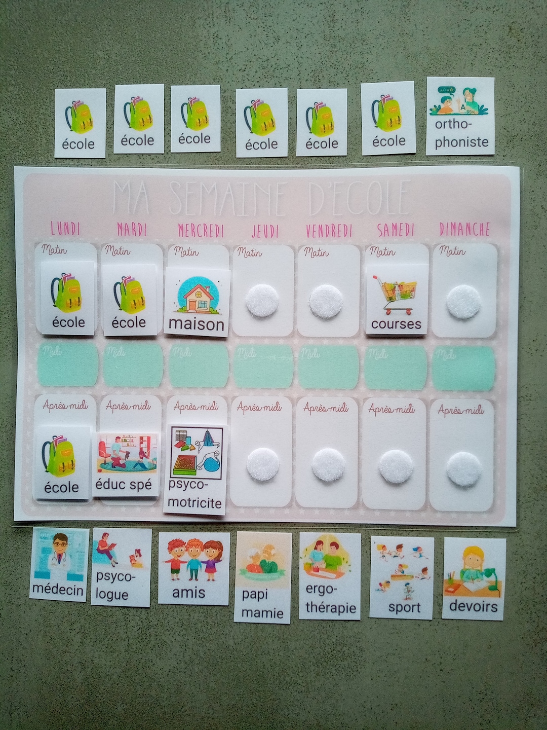 Semainier emploi du temps visuel routine école enfants autiste ...