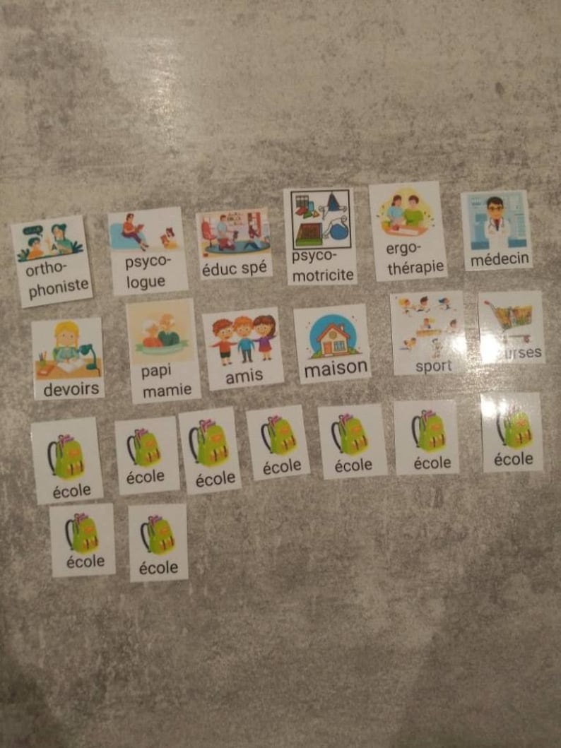 Semainier emploi du temps visuel routine école enfants autiste ...