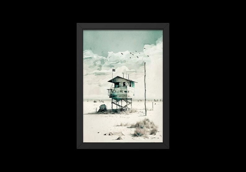 PRINTABLE Lifeguard Watch: Vintage Summer Beach Watercolor Portrait ...