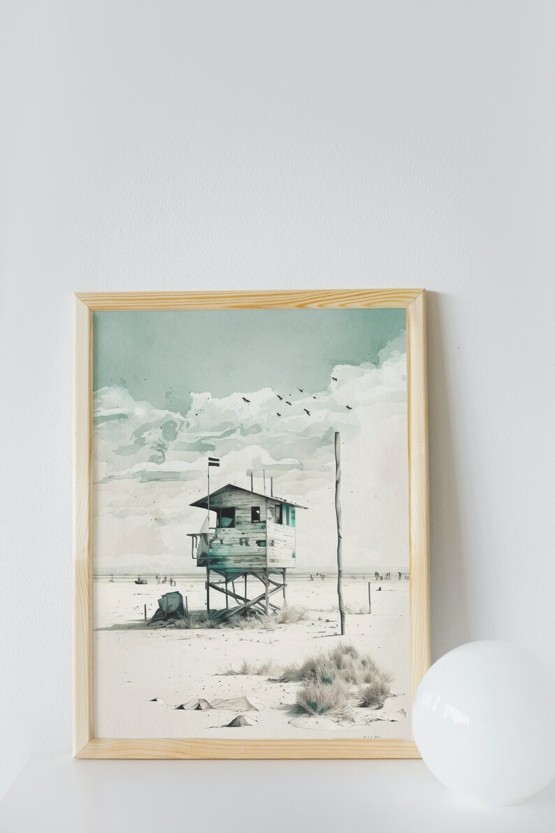 PRINTABLE Lifeguard Watch: Vintage Summer Beach Watercolor Portrait ...