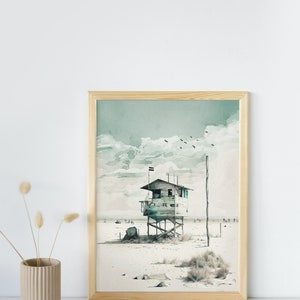 PRINTABLE Lifeguard Watch: Vintage Summer Beach Watercolor Portrait ...