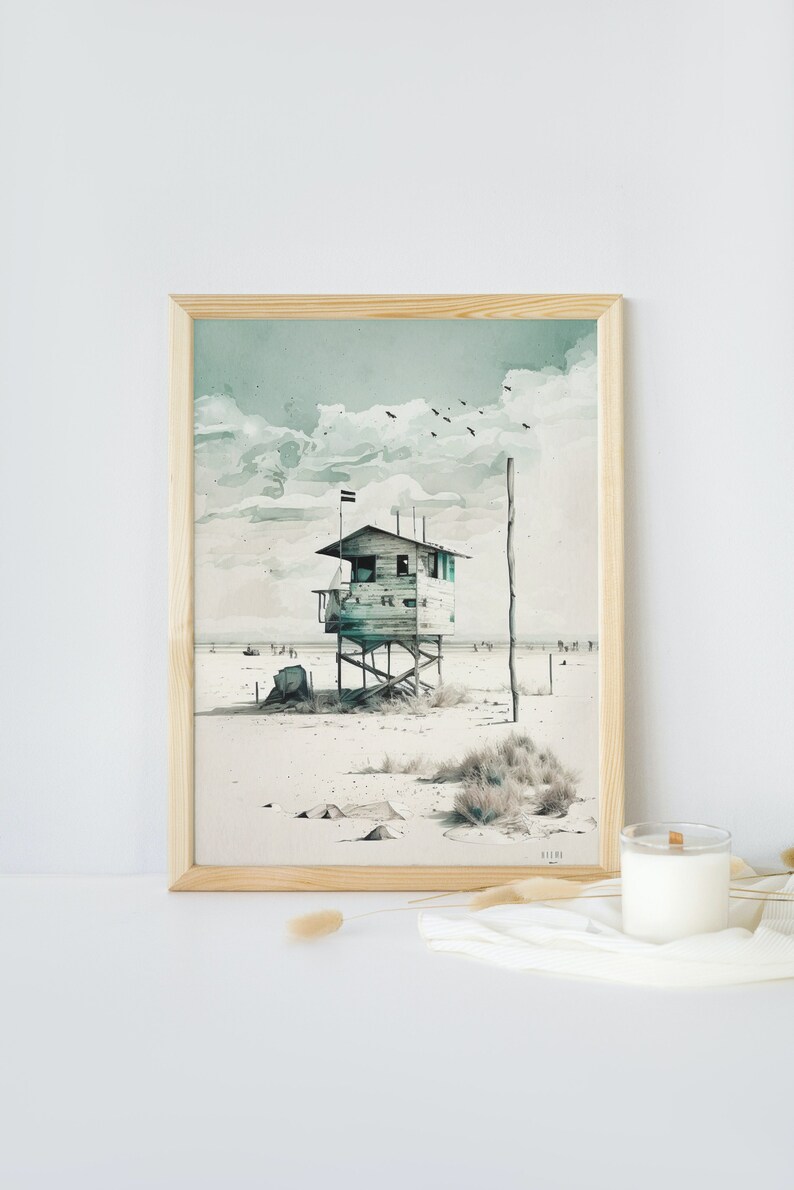 PRINTABLE Lifeguard Watch: Vintage Summer Beach Watercolor Portrait ...