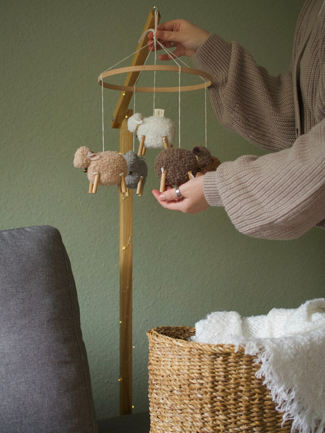 Neutral Baby Mobile, Baby Boy Cot Mobile, Sheep Crib Mobile, Farmhouse ...