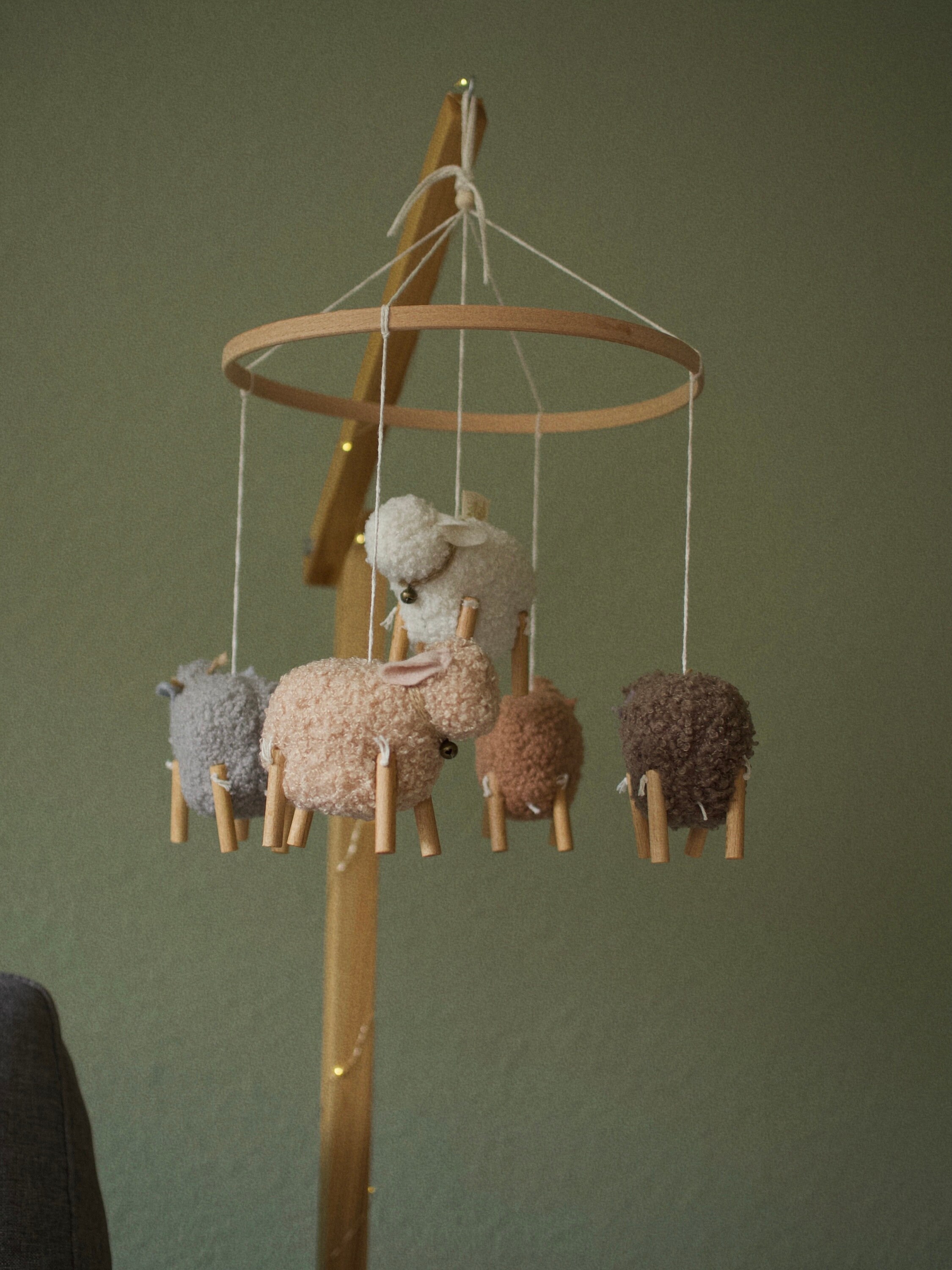 Neutral Baby Mobile, Baby Boy Cot Mobile, Sheep Crib Mobile, Farmhouse ...