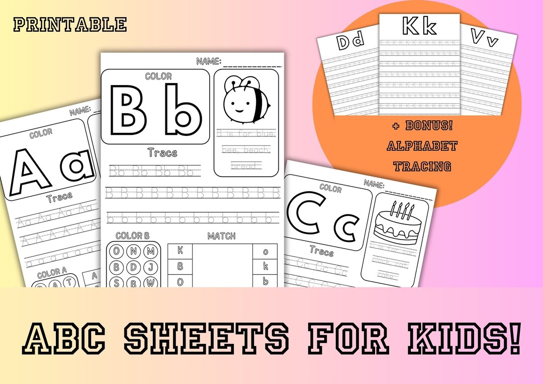 40 ABC Sheets for Kids Printable, Instant Download, Homeschool - Etsy