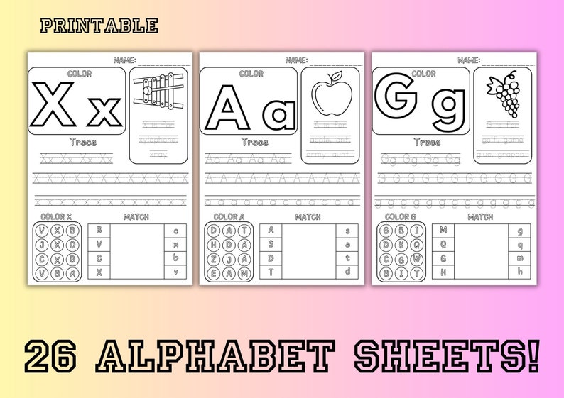 40 ABC Sheets for Kids Printable, Instant Download, Homeschool - Etsy