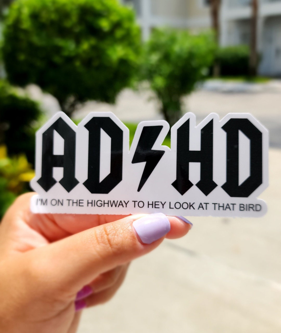 ACDC Font ADHD Sticker With Funny Saying, Handmade, Quirky Gift. Humorous Gift. Quirky ADHD ...